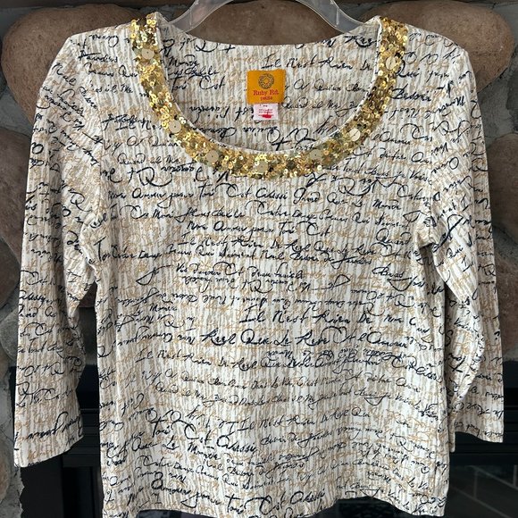 Ruby Rd. | Tops | Ruby Rd Petite Small Sequence Embellished Womens ...
